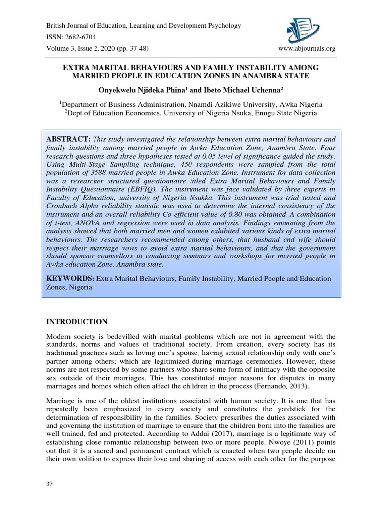 British Journal of Education, Learning and Development Psychology ISSN: 2682-6704 Volume 3 ...