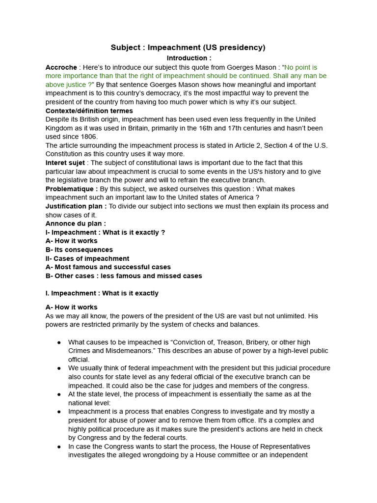 Impeachment | PDF | Presidents Of The United States | American Government