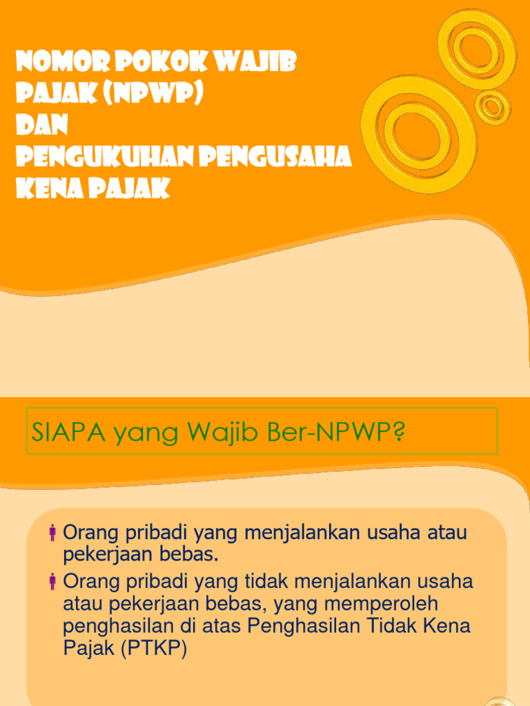 Hukum Pajak Pertemuan VIII - NPWP & PKP | PDF
