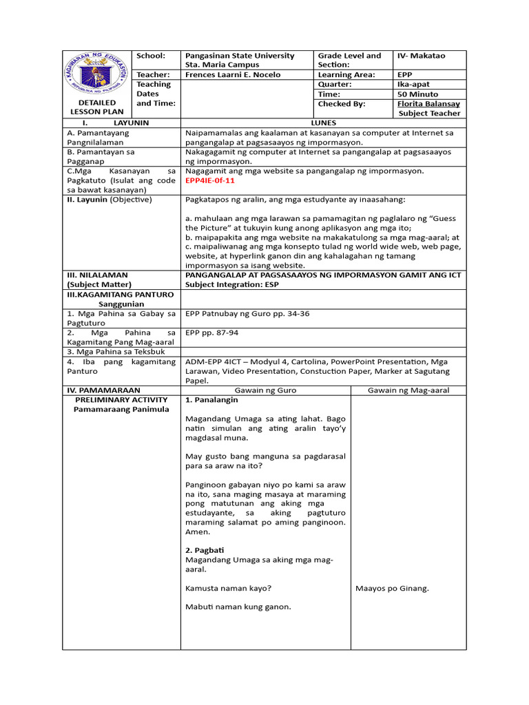 DLP EPP Finalized NOCELO BEED3A | PDF
