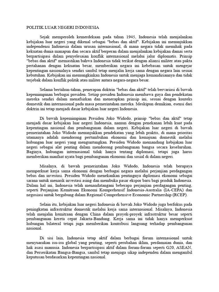 POLITIK LUAR NEGERI INDONESIA Dan KERJ EKO AUSTRALI | PDF | Ilmu Sosial