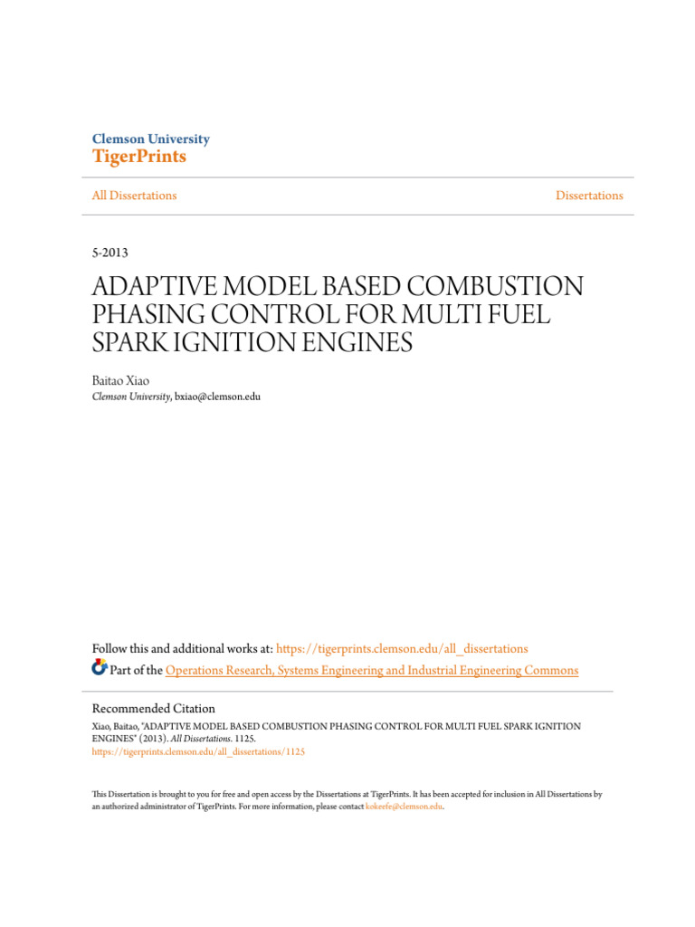 Adaptive Model Based Combustion Phasing Control For Multi Fuel SP | PDF | Combustion | Engines