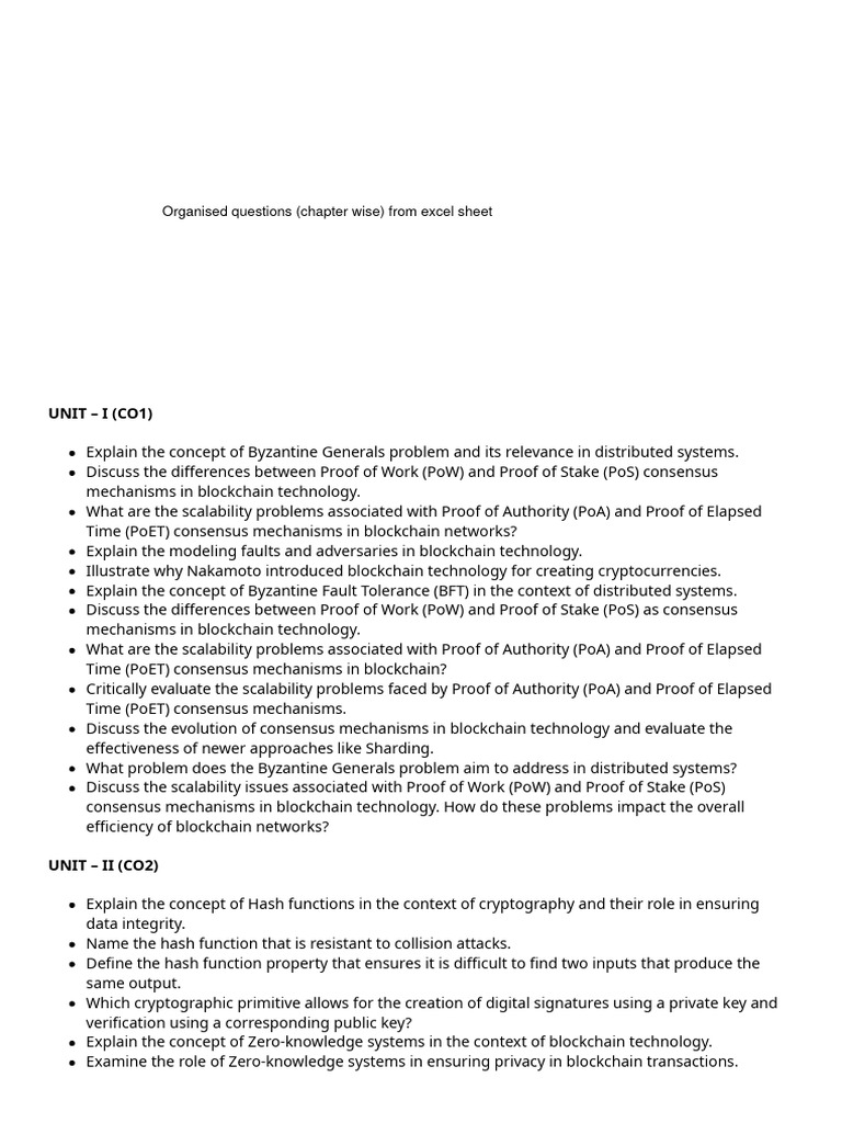 Organize Blockchain Questions | PDF | Bitcoin | Cyberwarfare