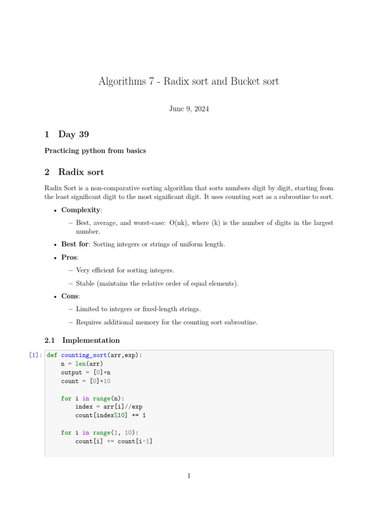 Python Algorithms Radix Sort and Bucket Sort 1717946949 | PDF | Computer Programming | Algorithms