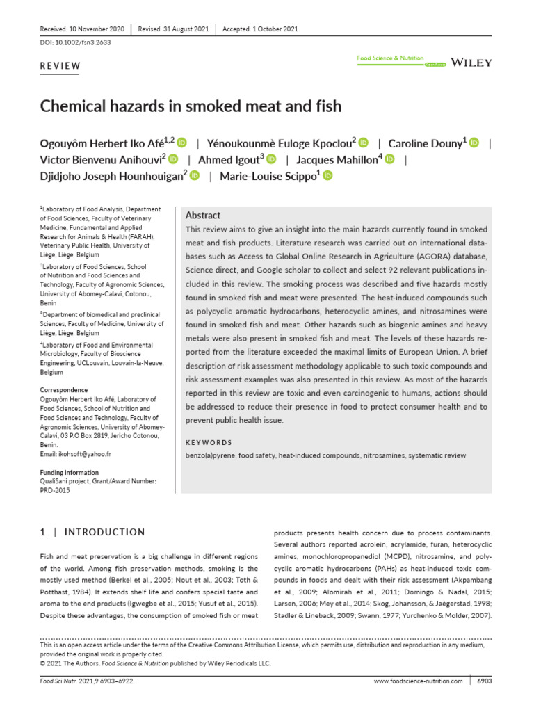 Chemical Hazards in Smoked Meat and Fish | PDF | Polycyclic Aromatic ...