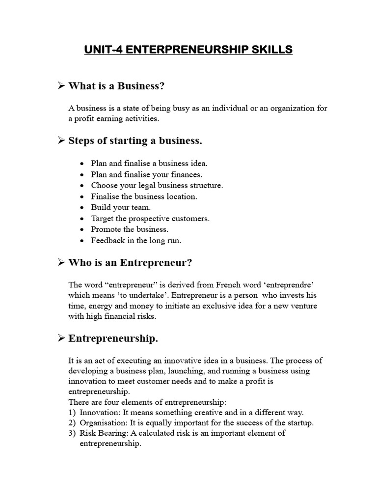 Entrepreneur Unit 9th Class 1 | PDF | Entrepreneurship | Employment