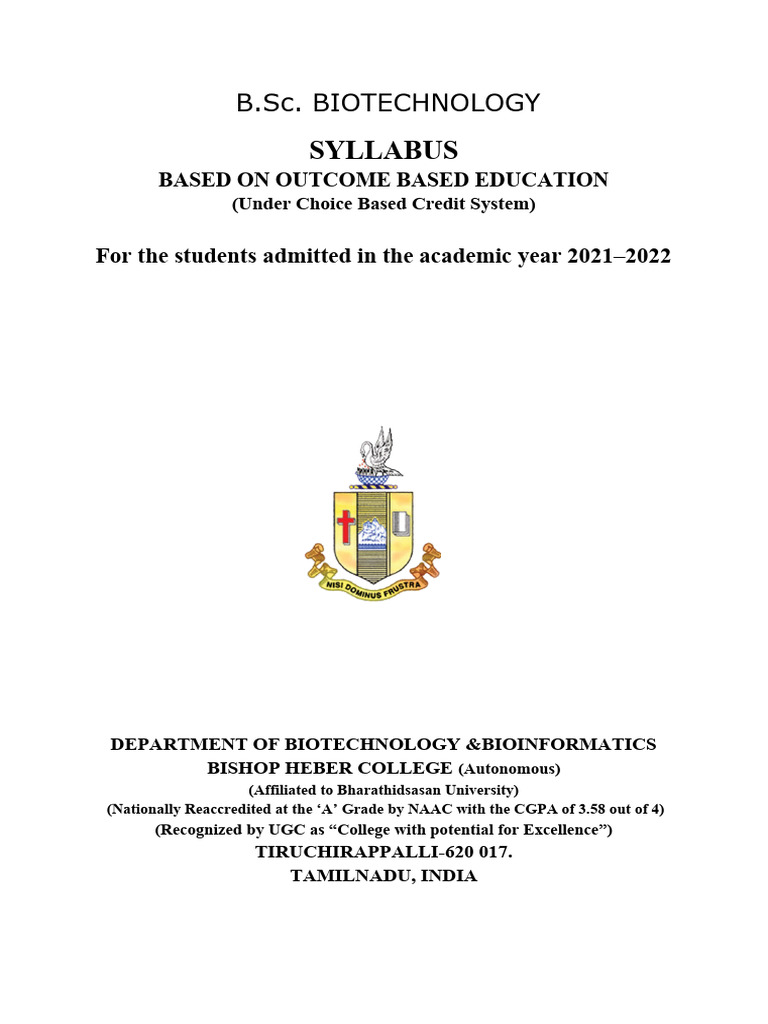 UG Syllabus OBE 2021 - 2022 Revision 25.06.2022 | Download Free PDF | Microorganism | Cell (Biology)
