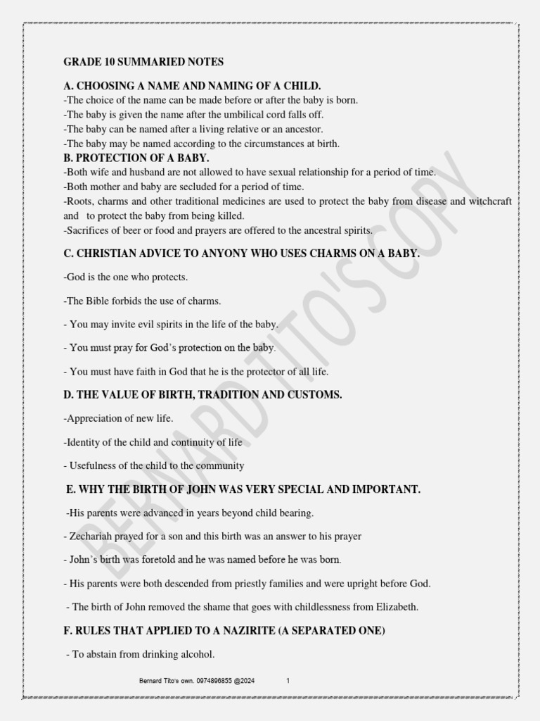 Grade 10-12 Revised Summarised Religious Education (2046) Notes in The ...