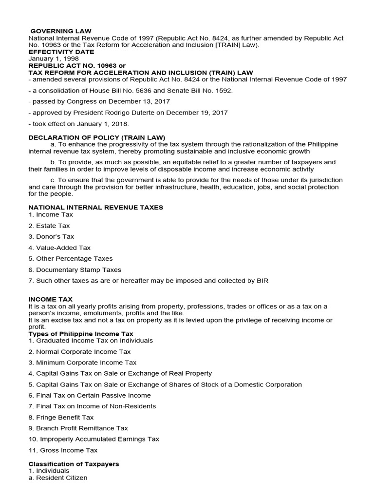 National Taxation Part 1 | PDF | Gross Income | Taxes