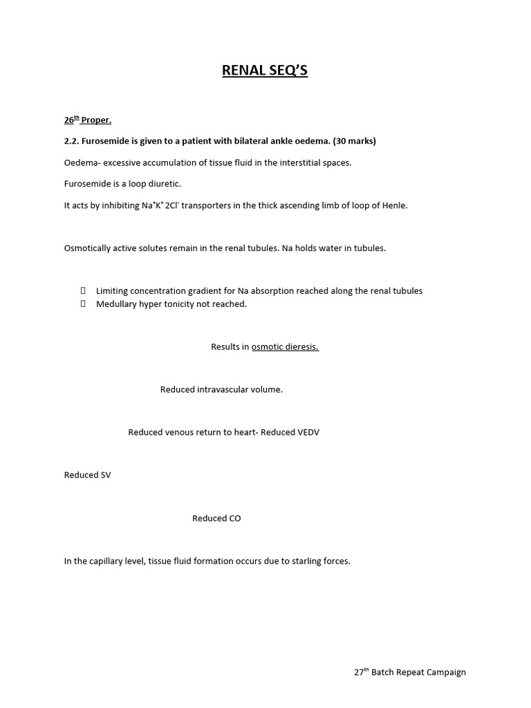 RENAL Physiology 1MBBS SEQ | PDF | Kidney | Creatinine