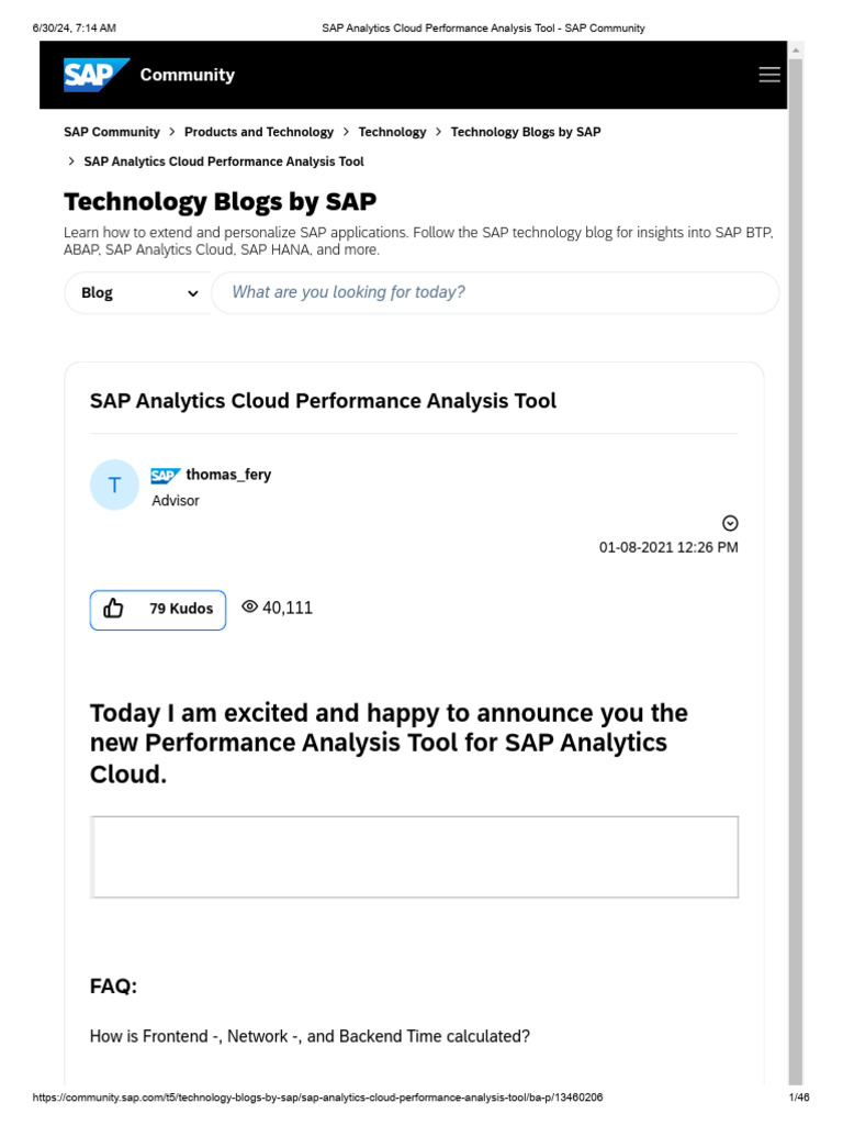 SAP Analytics Cloud Performance Analysis Tool - SAP Community | PDF | Analytics | Cloud Computing
