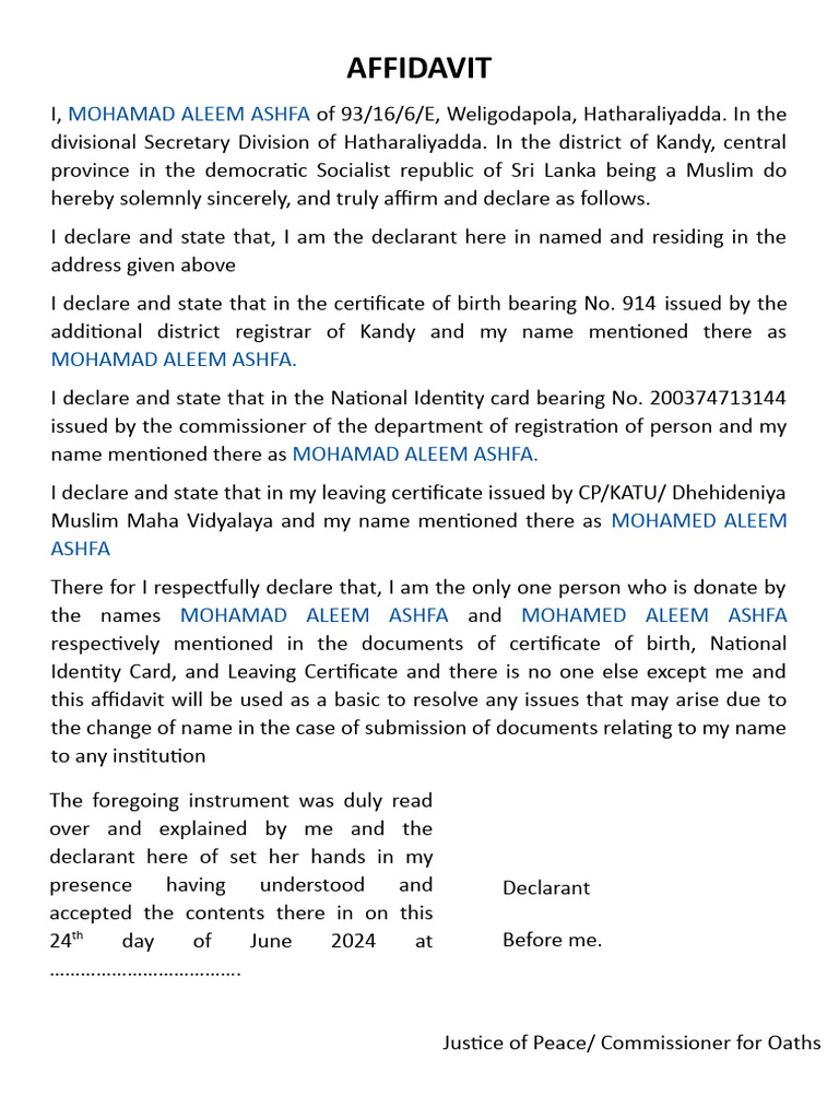 Affidavit | PDF