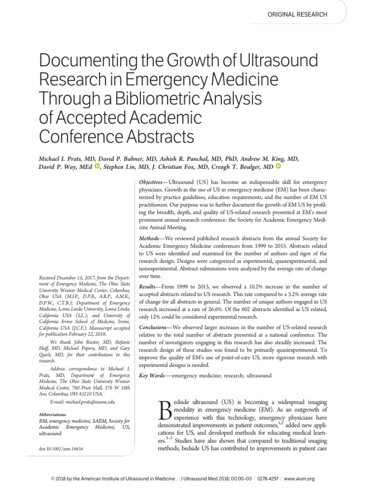 Documenting The Growth of Ultrasound Research in Emergency Medicine ...