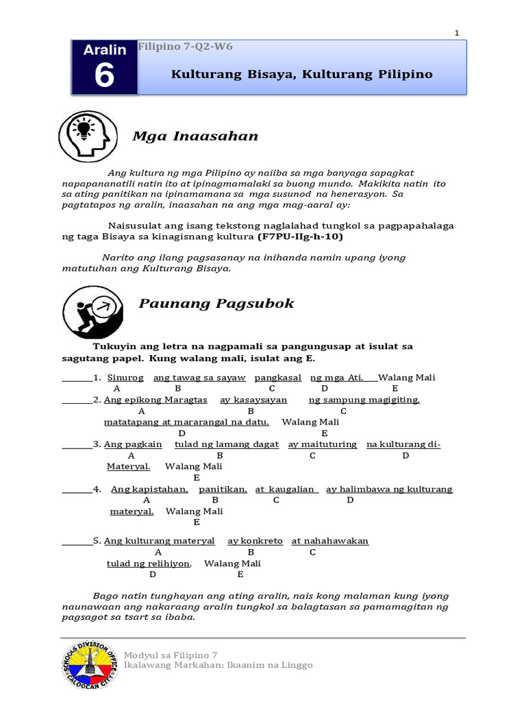 Filipino 7 Q2 Week 6 | PDF