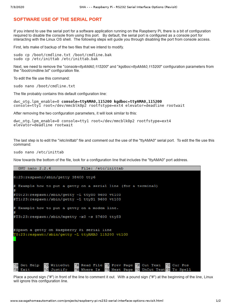 SHA - Raspberry Pi - RS232 Serial Interface Options (Revisit) | PDF | Command Line Interface ...