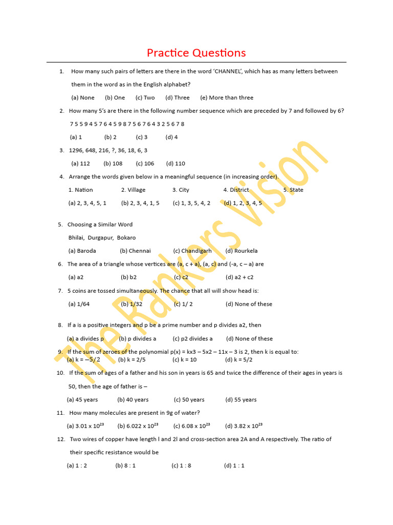 Competitive Exam Practice Set | PDF | Language Arts & Discipline ...