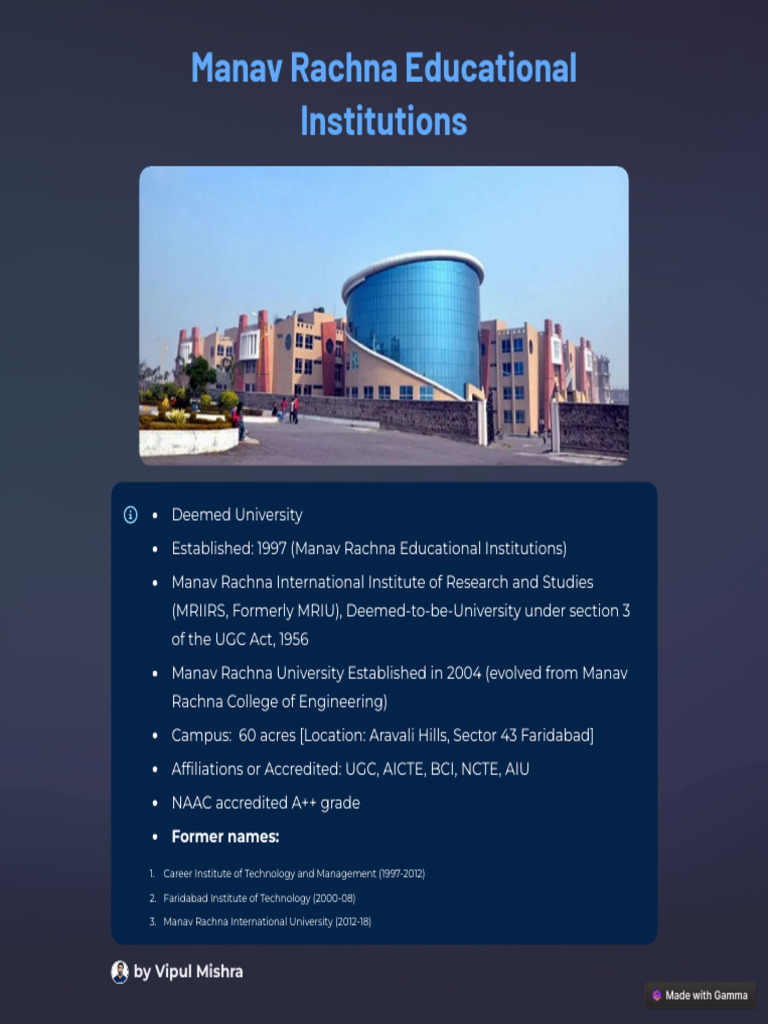 Manav-Rachna-University#The Rankers Vision | PDF | University And ...