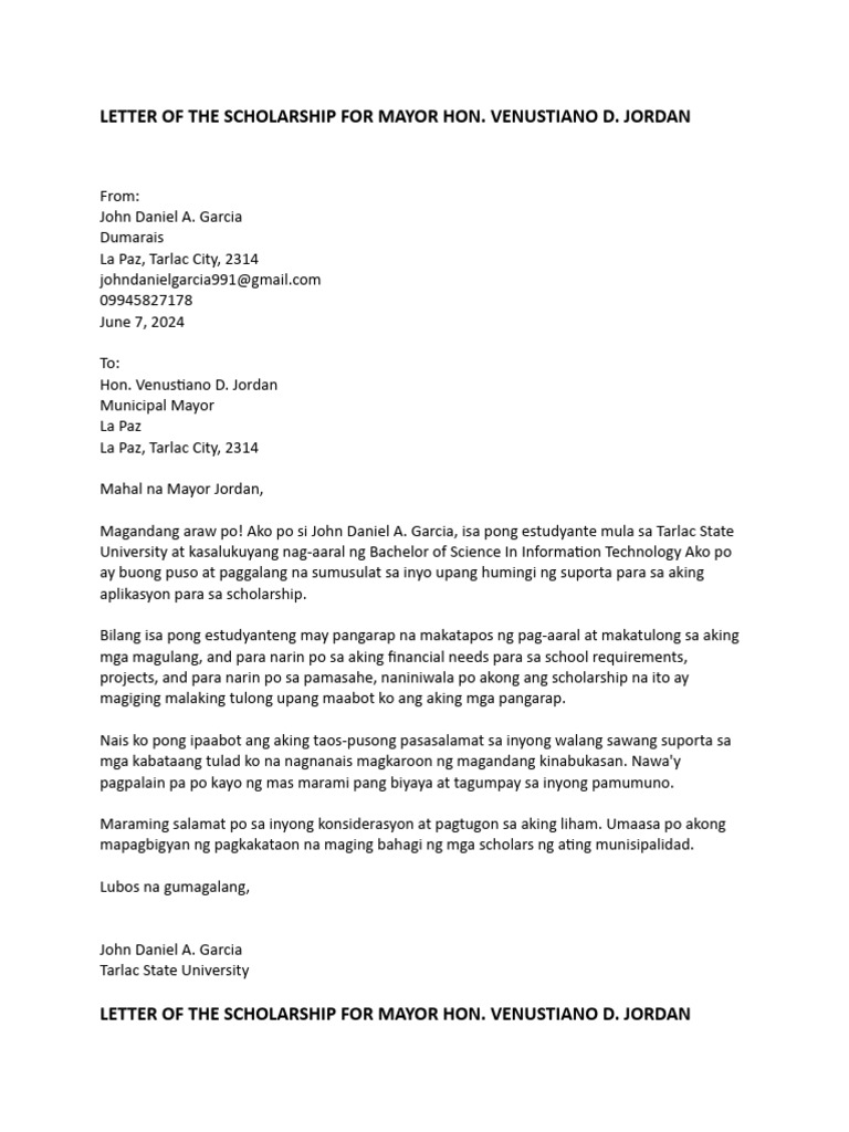 Letter For Mayor | PDF