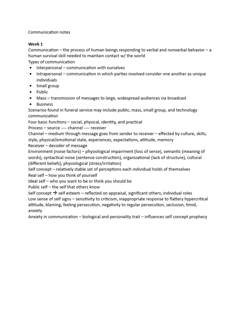 Communication Notes | PDF | Nonverbal Communication | Communication