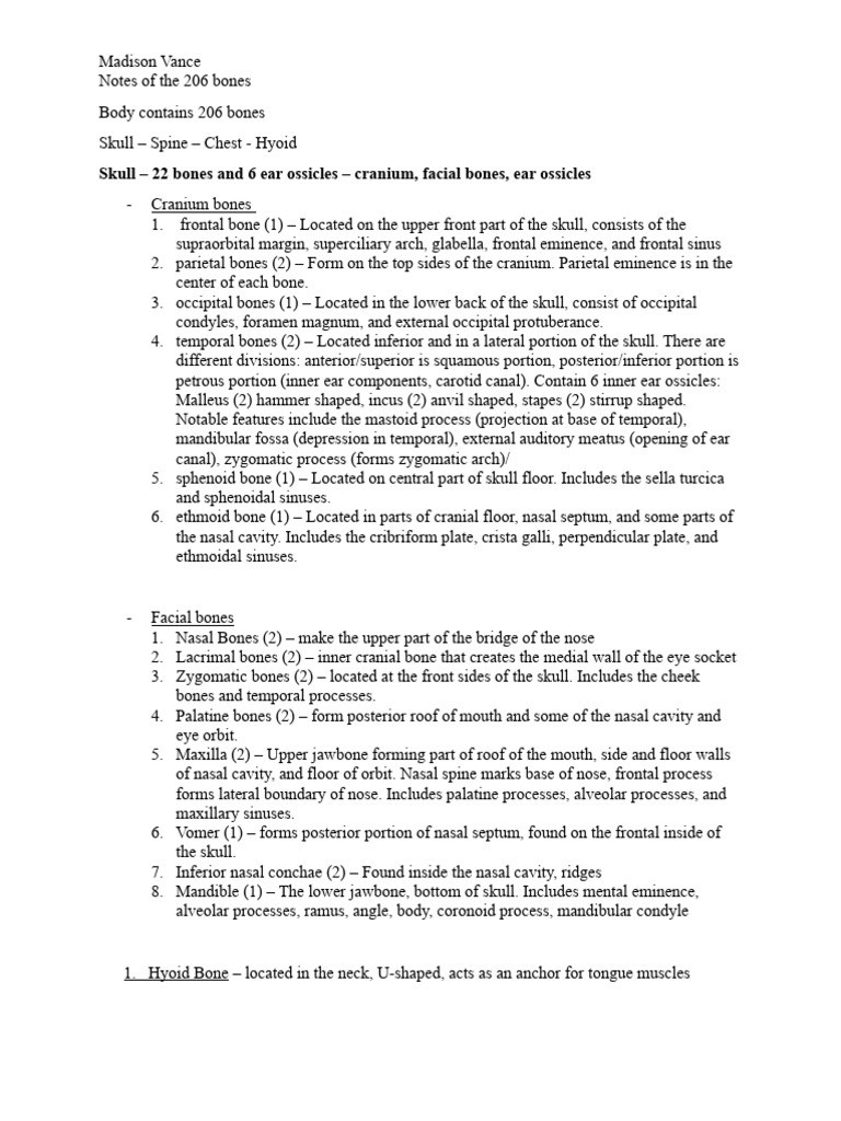 Anatomy Bone Study Guide | PDF | Skull | Pelvis