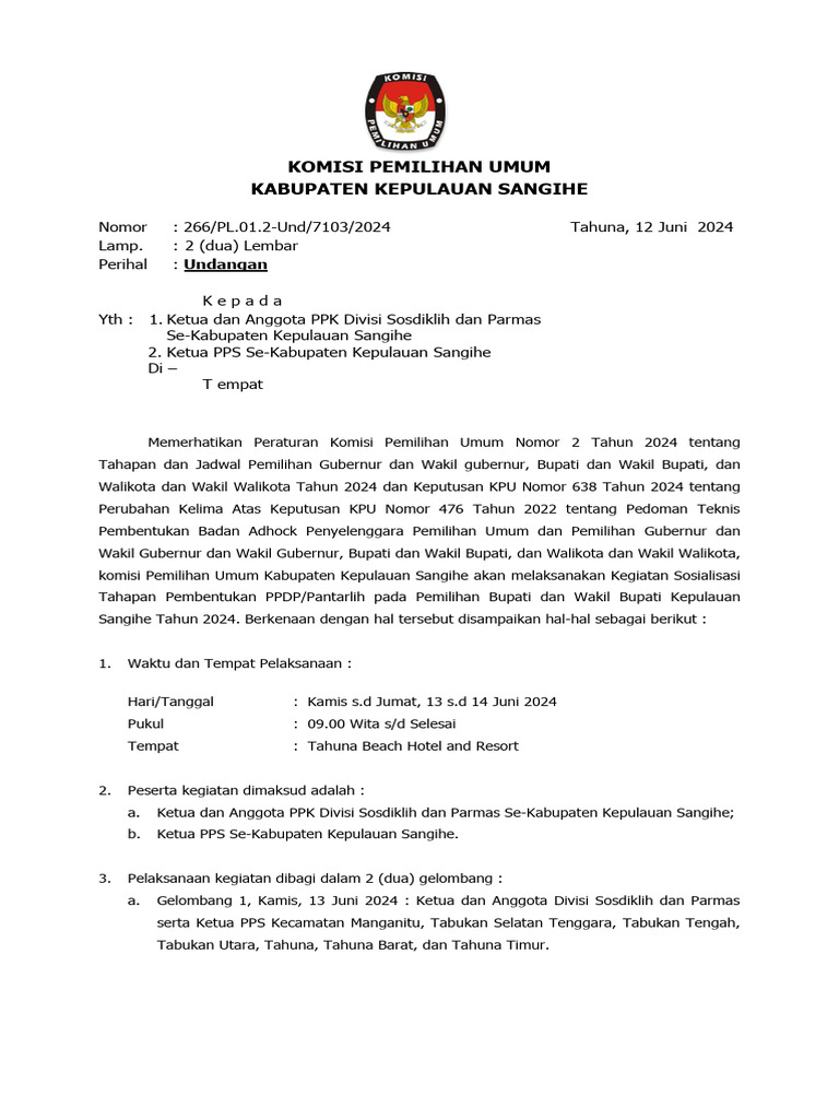 Sosialisasi Pembentukan PPDP 2024 Sangihe | PDF | Politik