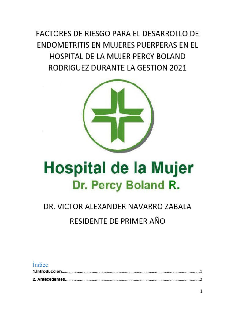 Factores de Riesgo para El Desarrollo de Endometritis en Mujeres ...