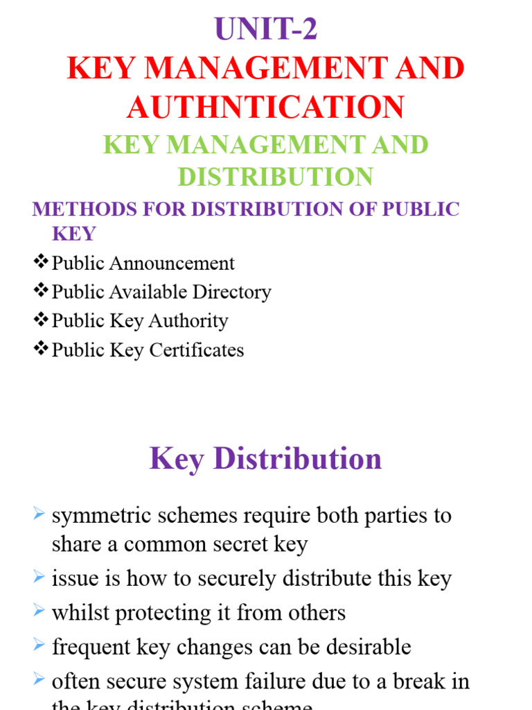 CCS354 NS-UNIT-2 KEY MANAGEMENT & AUTHENTICATION Full | PDF | Public Key Certificate | Public ...