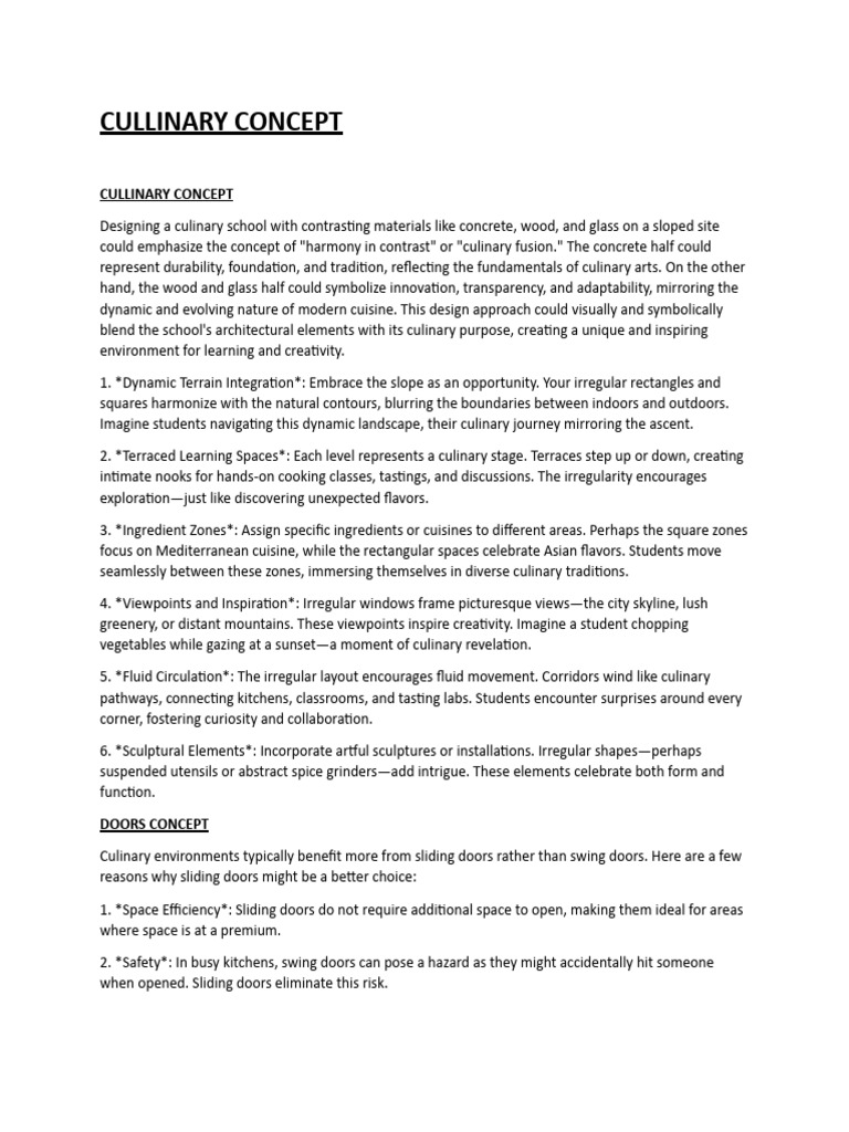 Cullinary Concept | PDF | Lighting | Cuisine