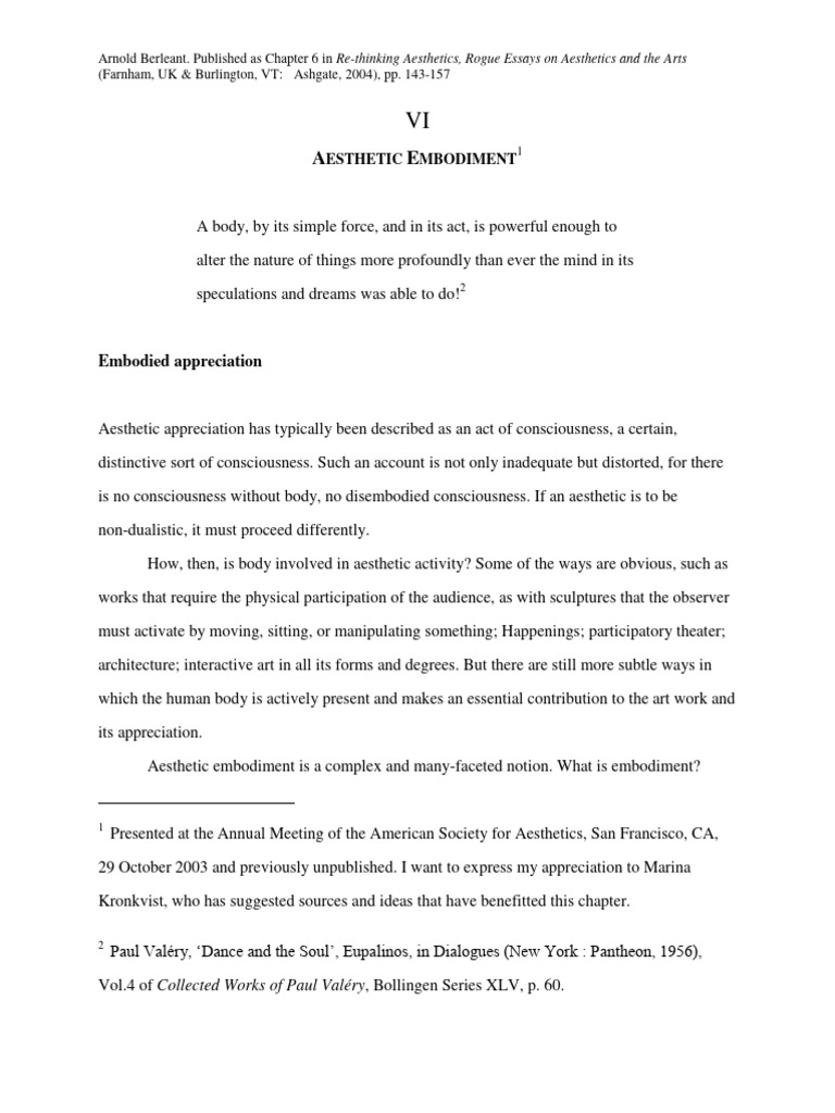 Aesthetic Embodiment | PDF | Embodied Cognition | Aesthetics