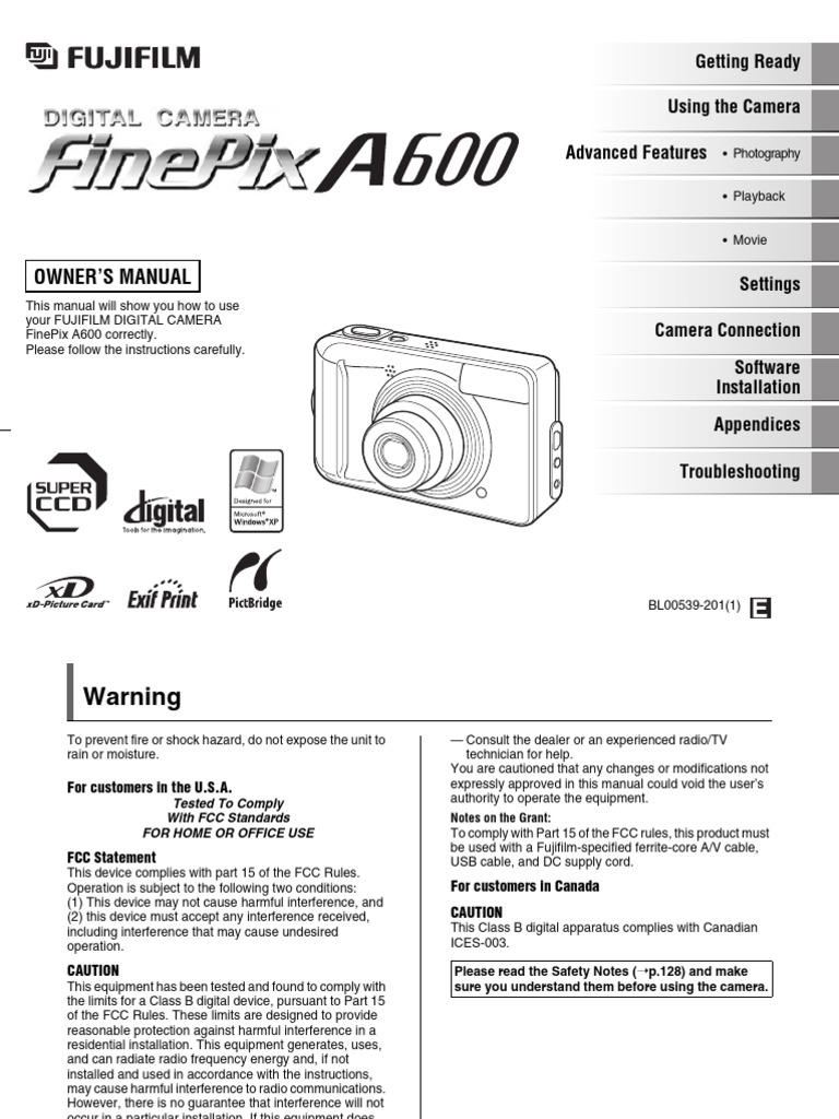 Supportmanualaa600 e Manual PDF | PDF | Camera | Fujifilm