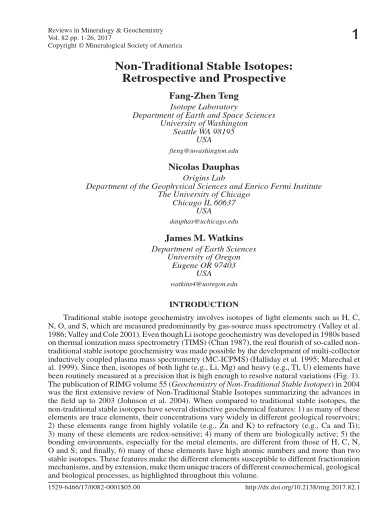 Non-Traditional Stable Isotopes | PDF | Parts Per Notation | Geochemistry