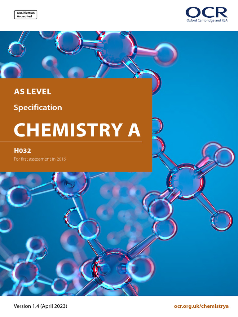 Chemistry Specification | PDF | Mole (Unit) | Redox
