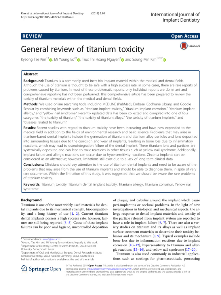 Toxicity | PDF | Titanium | Dental Implant