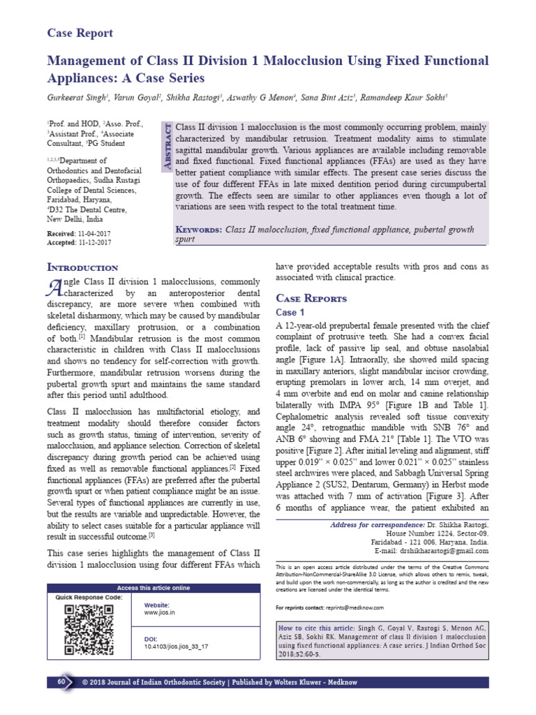 Management of Class II Division 1 Malocclusion Usi | Download Free PDF ...