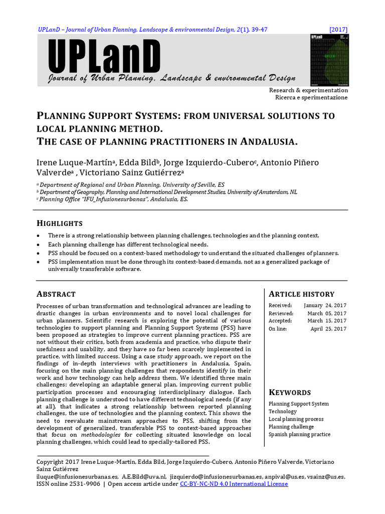 Planning Support Systems (2017) | PDF | Expert | Methodology