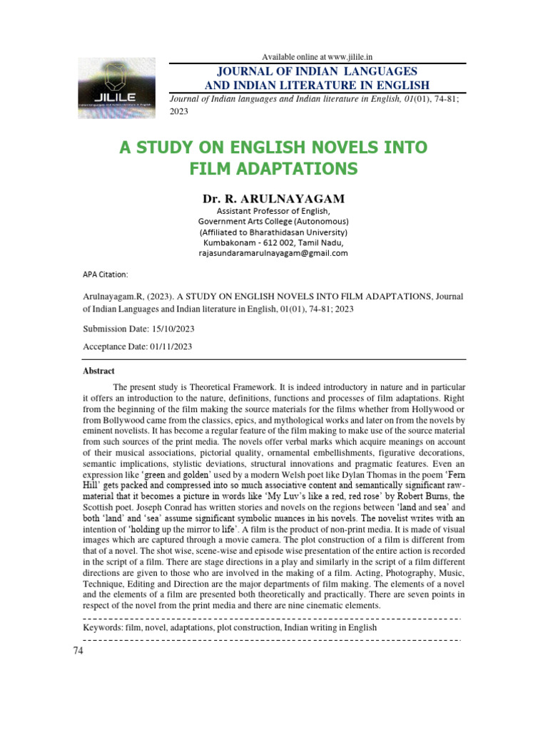 English Novels in Film Adaptations | PDF | Novels