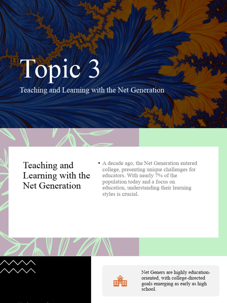 Topic 3 Slides - Net Gen | PDF | Pedagogy | Learning