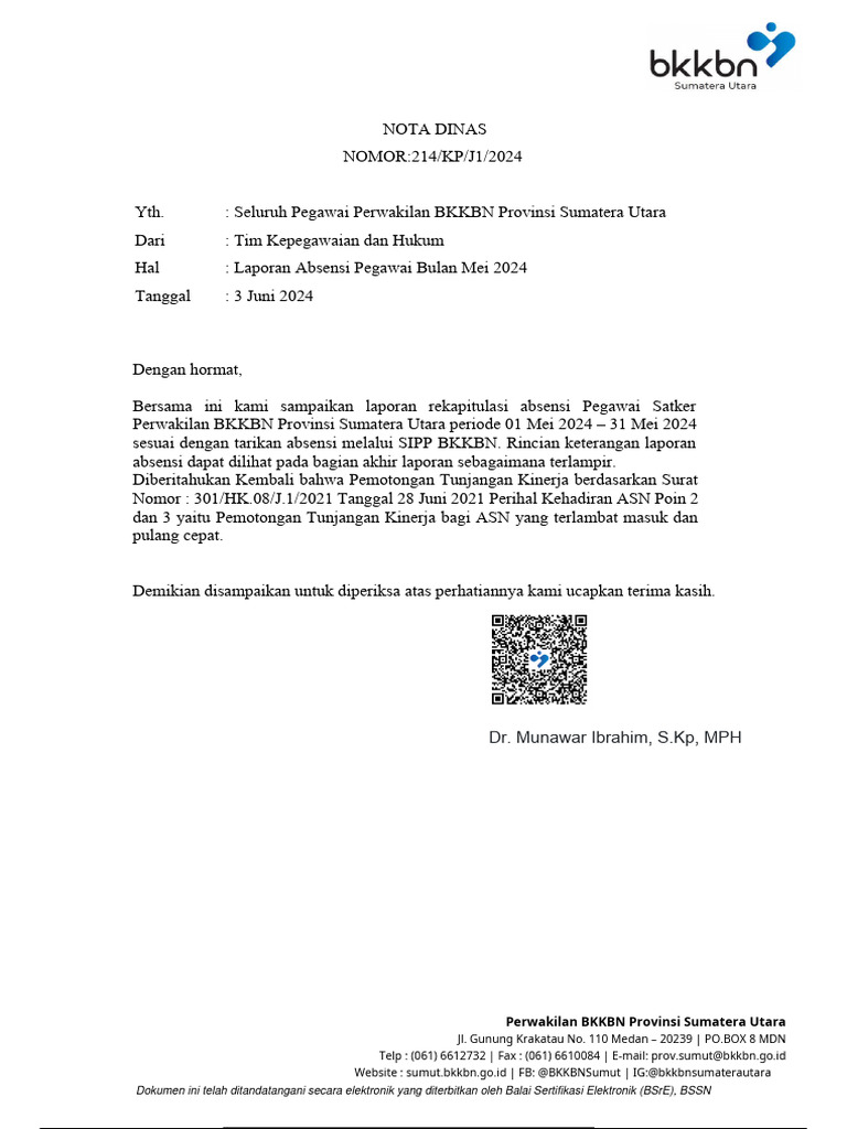 Laporan Kehadiran Pegawai Bulan Mei 2024 | PDF