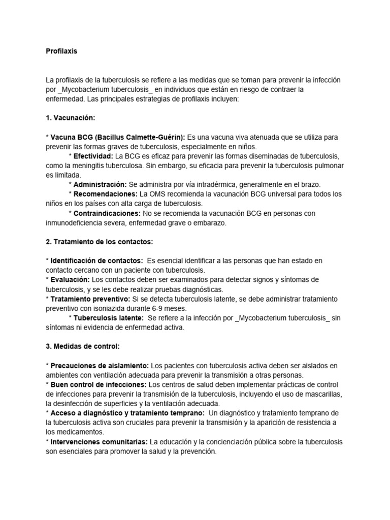 Profilaxis | PDF | Tuberculosis | Medicina