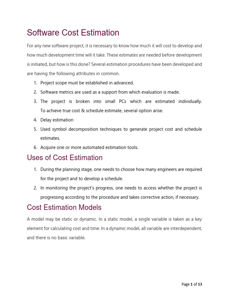 Chapter 5 Software Cost Estimation | PDF | Computing | Software Engineering