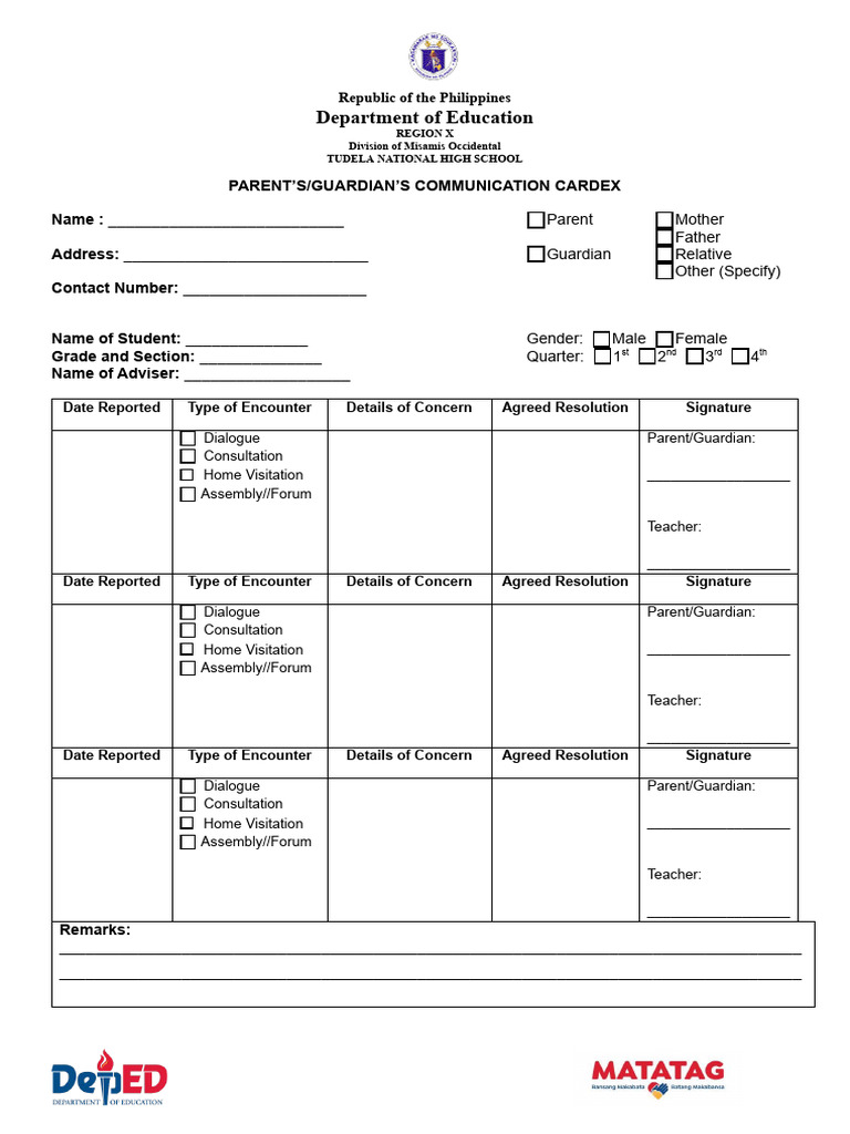 Parents Guardian Communication Index | PDF