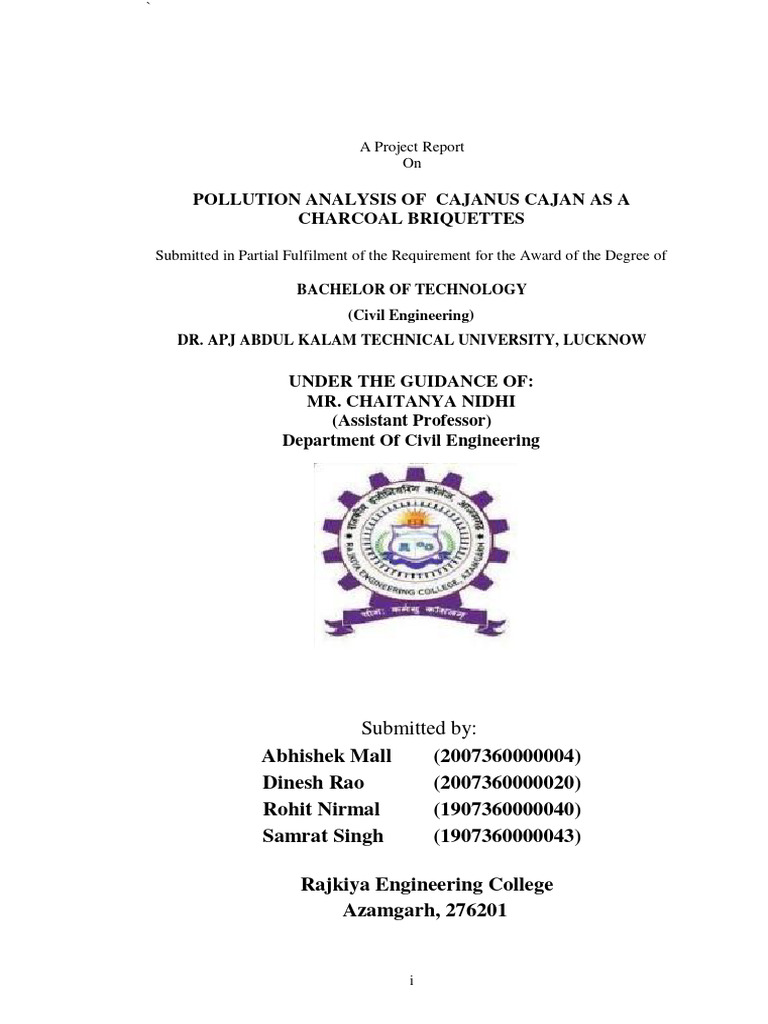 Project Report Final Year Rec Azamgarh | PDF | Combustion | Coal