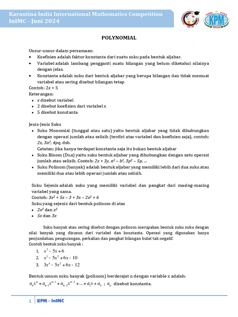 (Kar-InIMC-SMP) Polynom - S | PDF
