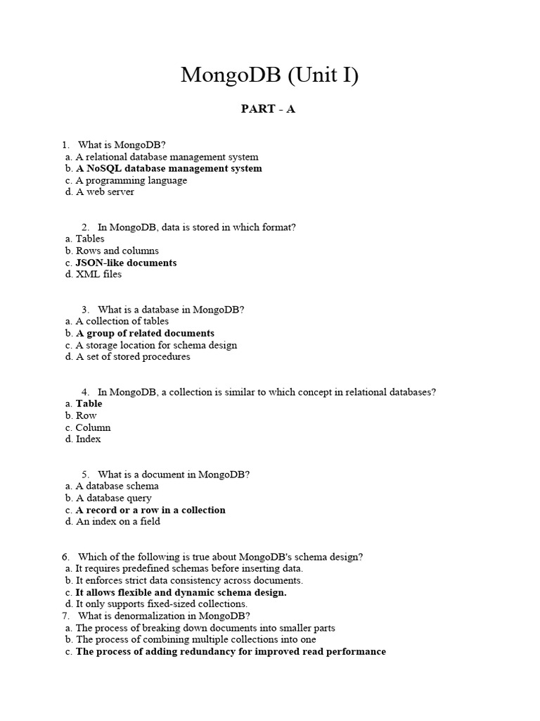 NoSQL CIA EXAMS QUESTIONS WITH ANSWERS | PDF | Database Index | Mongo Db