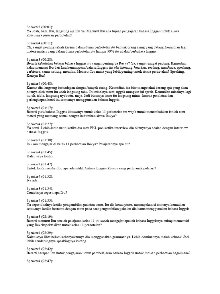 Transkrip Wawancara 2 | PDF