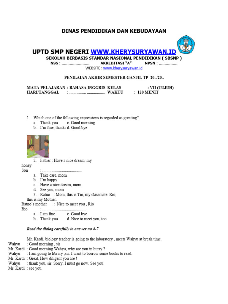 Soal Pas Ganjil 7 | PDF