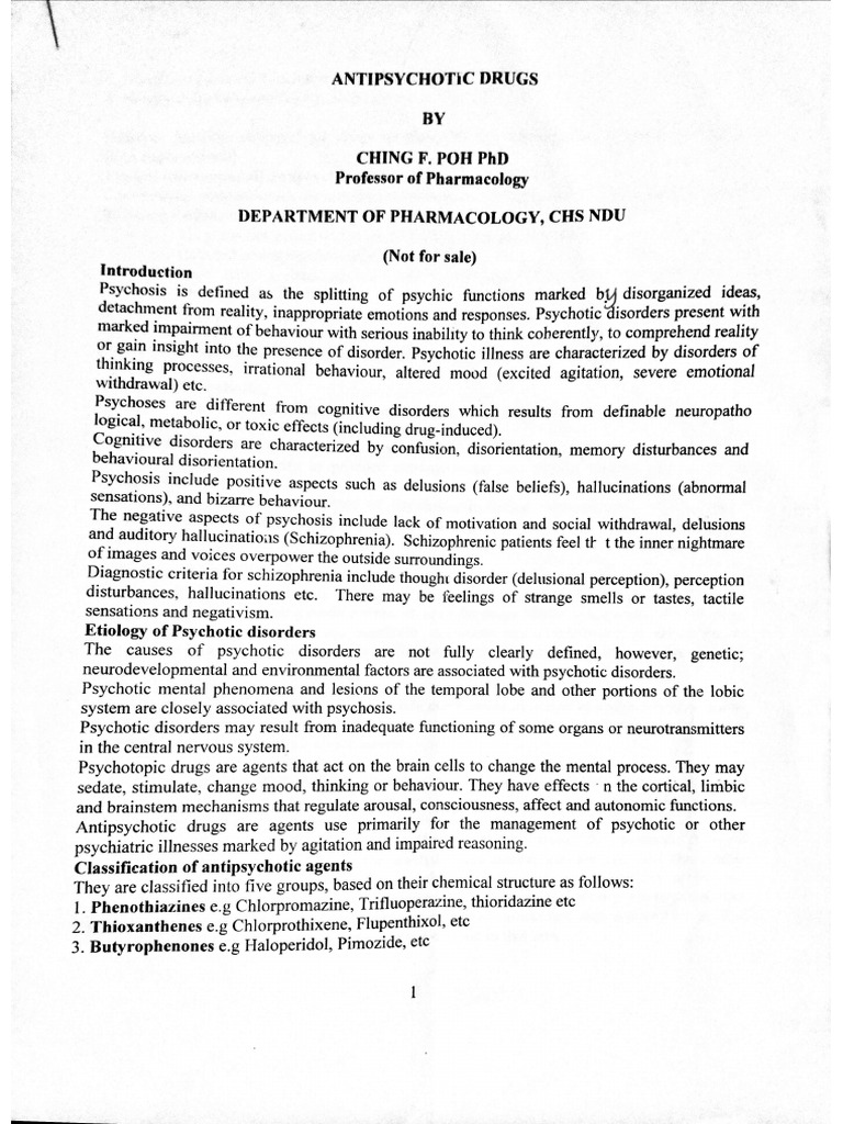 PCO 412 Antipsychotics Prof Ching Poh | PDF