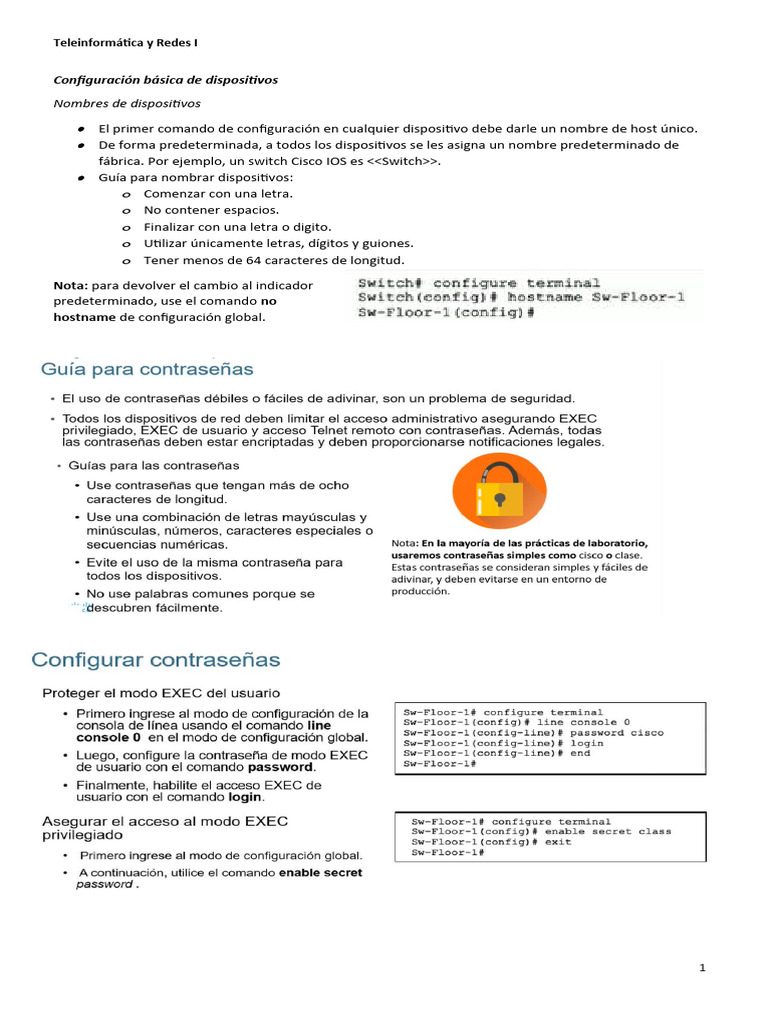 Teleinformatica y Redes - Configuración de Dispositivos, Puertos y ...