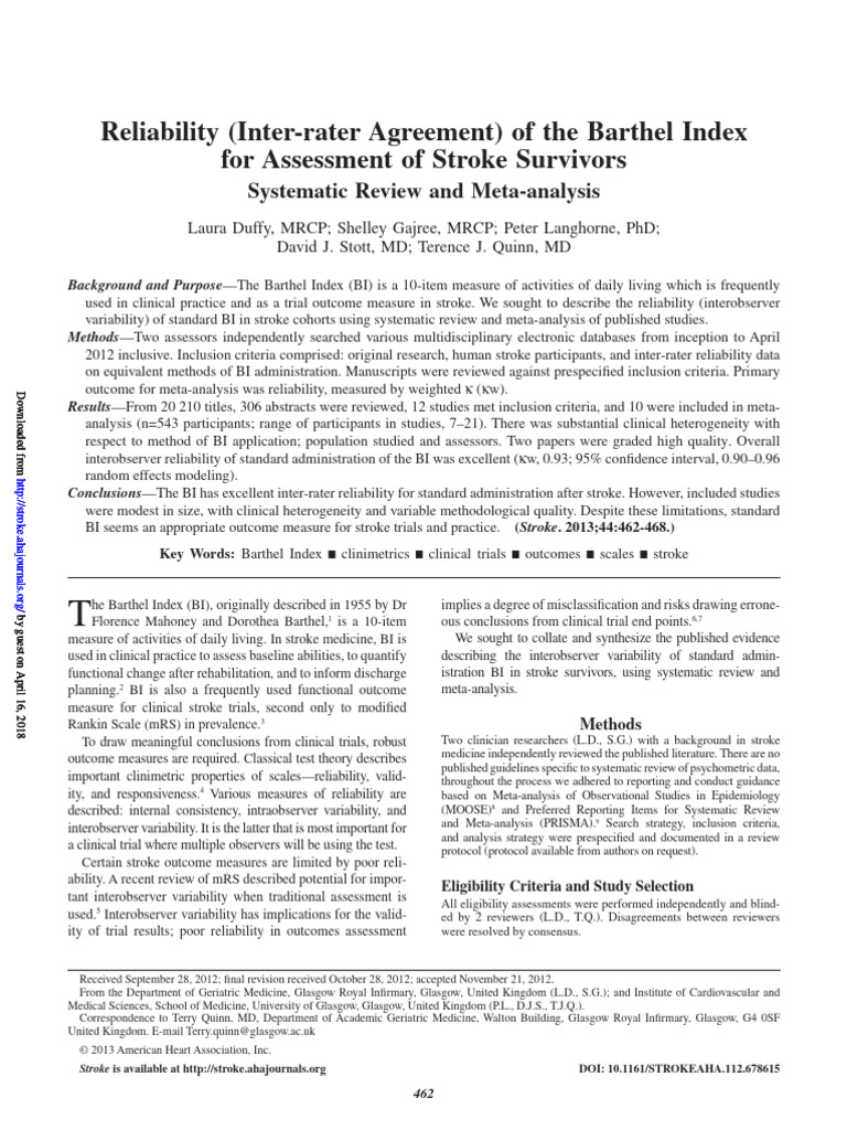 Reabilitas Indeks Barthel | PDF | Meta Analysis | Systematic Review
