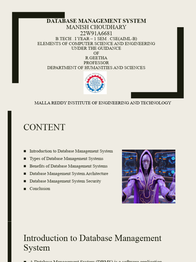 22w91a6681 H 0S Ecse PPT | PDF | Databases | Data Management